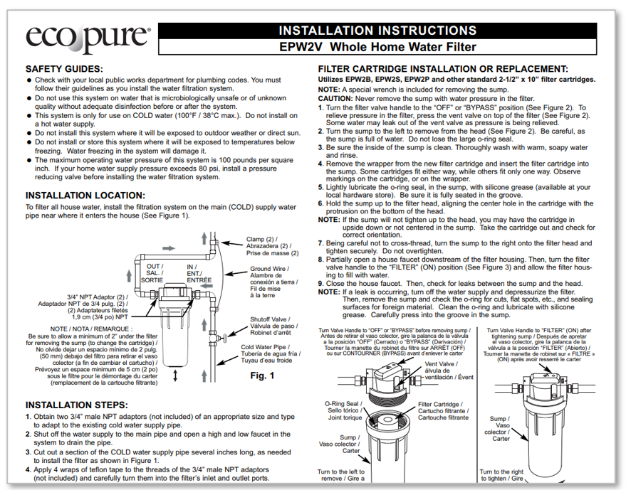 EPW2V Manual – EcoPure