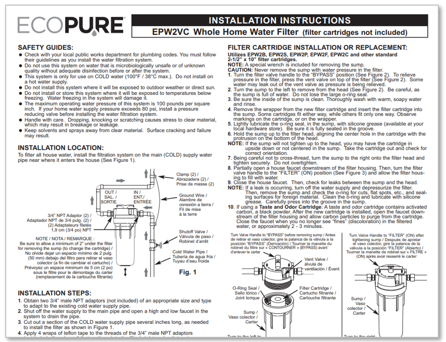 EPW2VC Manual – EcoPure