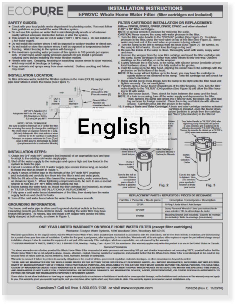 EPW2VC Manual – EcoPure